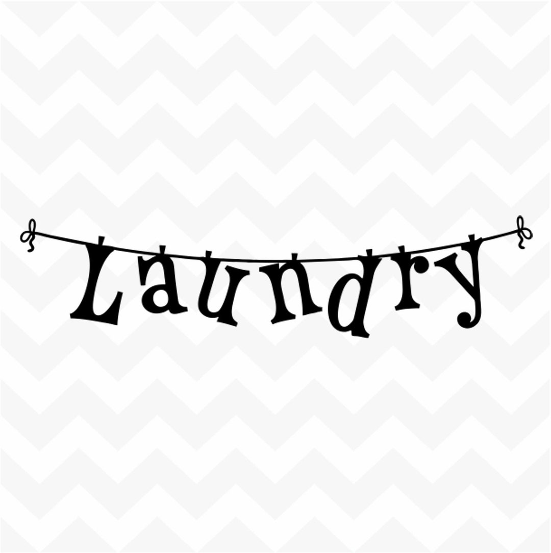 LAUNDRY Clothes Line Vinyl Wall Art Sticker Home Decal Words Room DIY ...