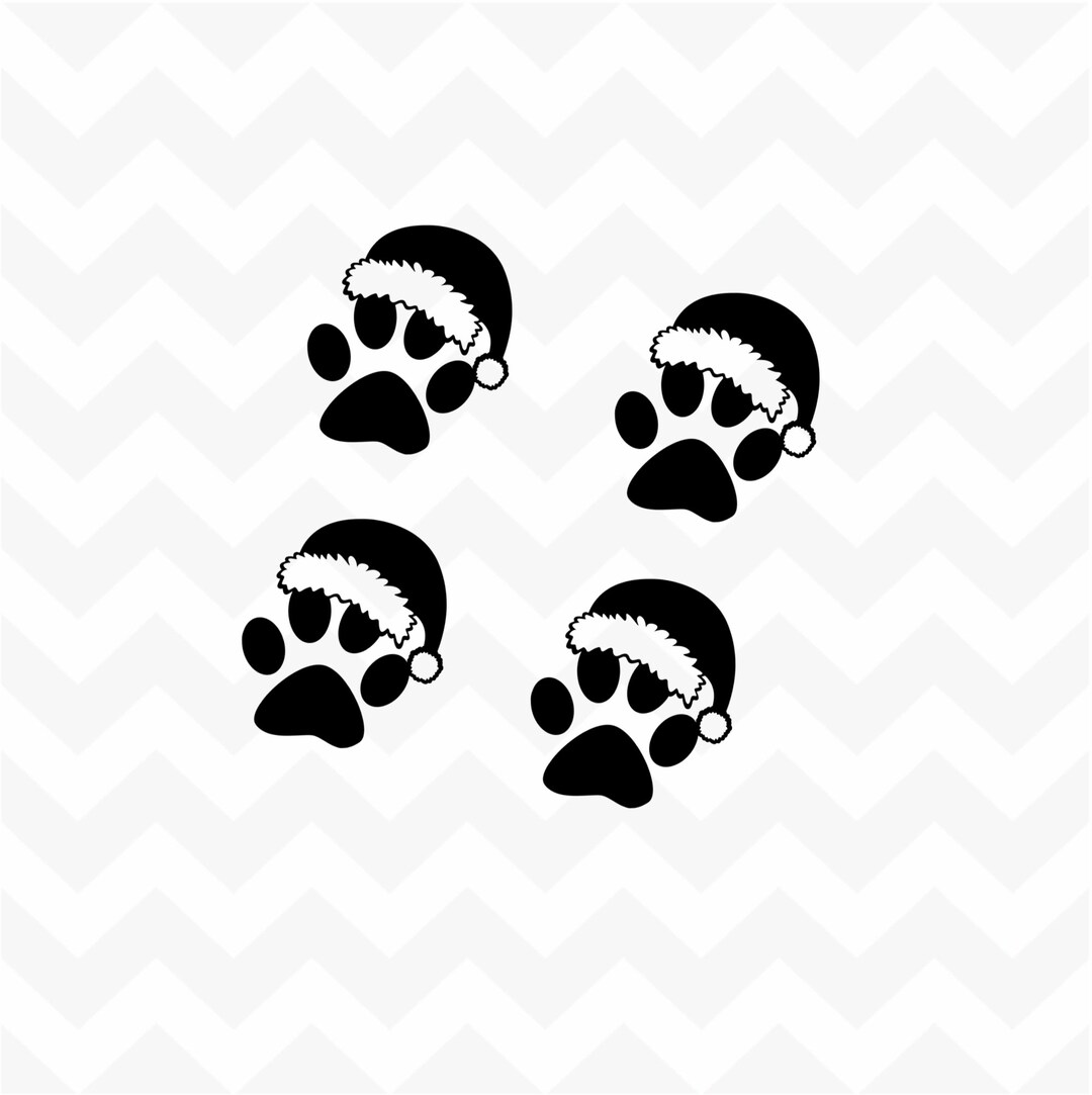 Santa Paws Dog Paw Prints With Christmas Hat Vinyl Wall - Etsy