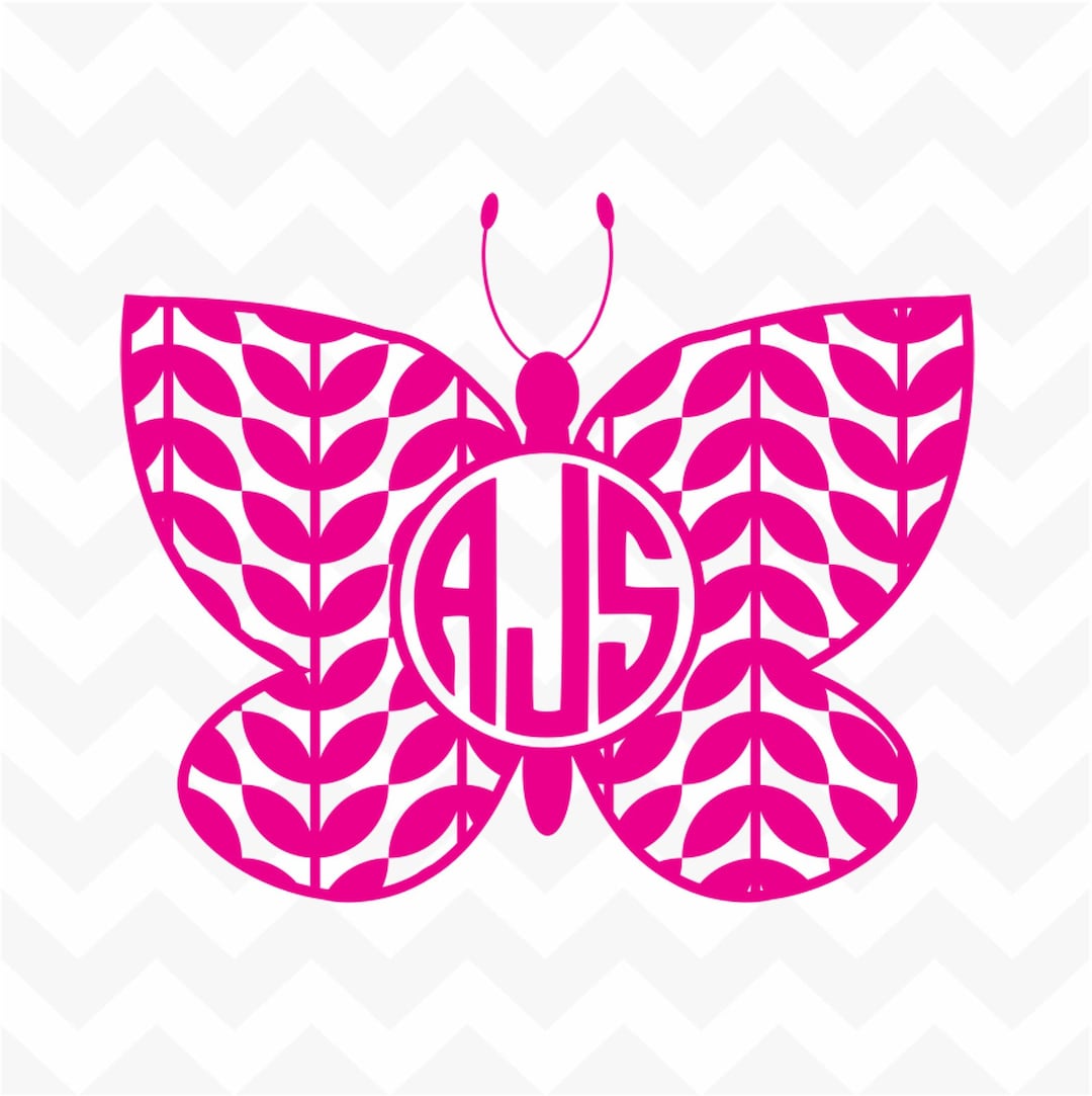Butterfly Monogram Personalised Custom Initials Vinyl Sticker Decal ...