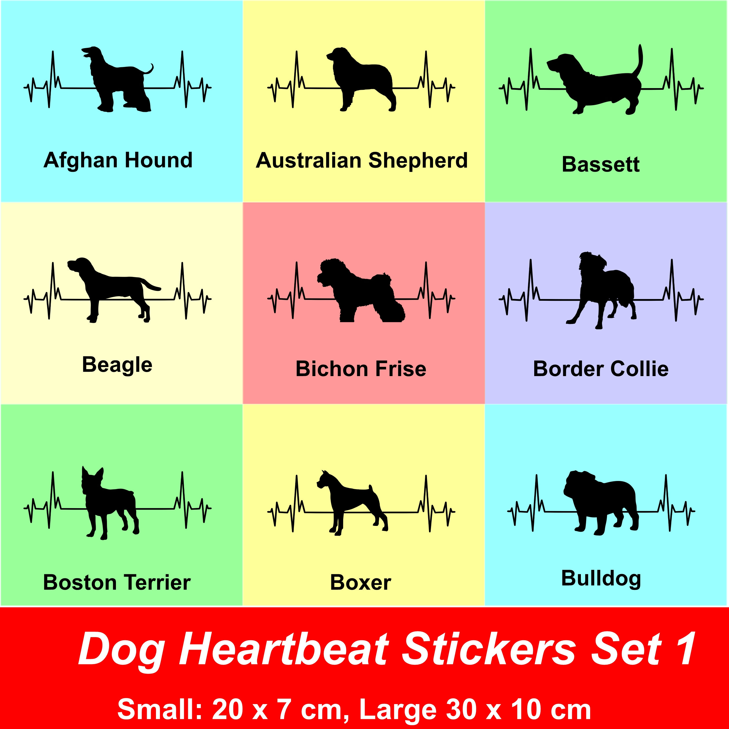 Dog Heartbeat ECG Vinyl Sticker Decal Pet Love Wall Window Car Kennel ...