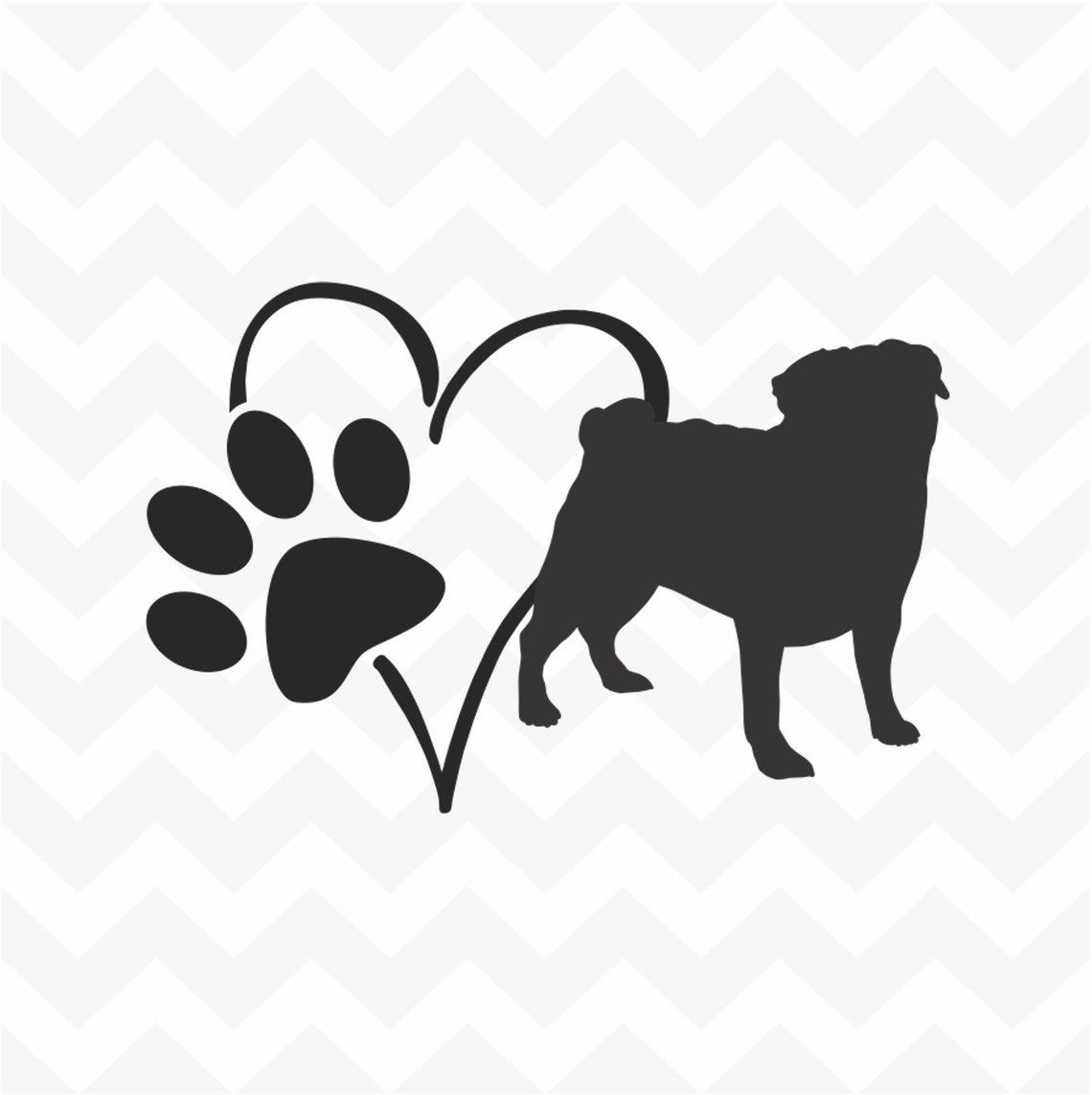 Pug Heart Paw Dog Vinyl Sticker for Car Vehicle Window Bumper DIY - Etsy