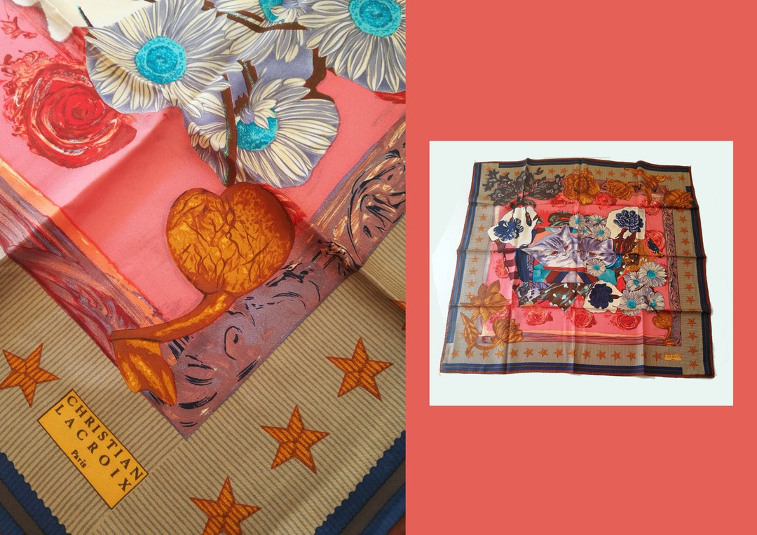 Scarf by Christian Lacroix. SILK. Vintage Scarf Designer. French Signed ...
