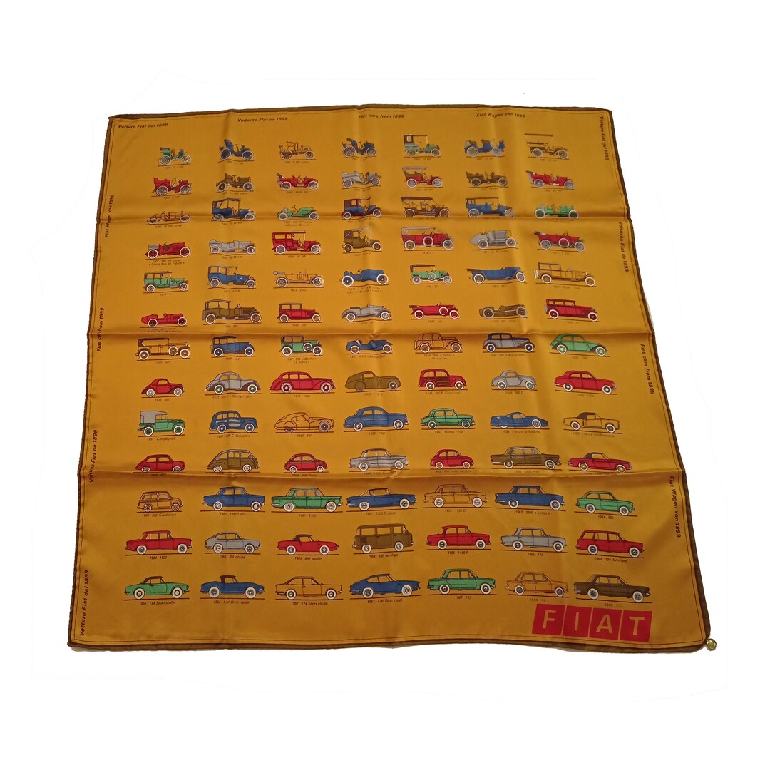 70's Silk Scarf by Fiat Made in Italy. Model Fiat Cars - Etsy UK