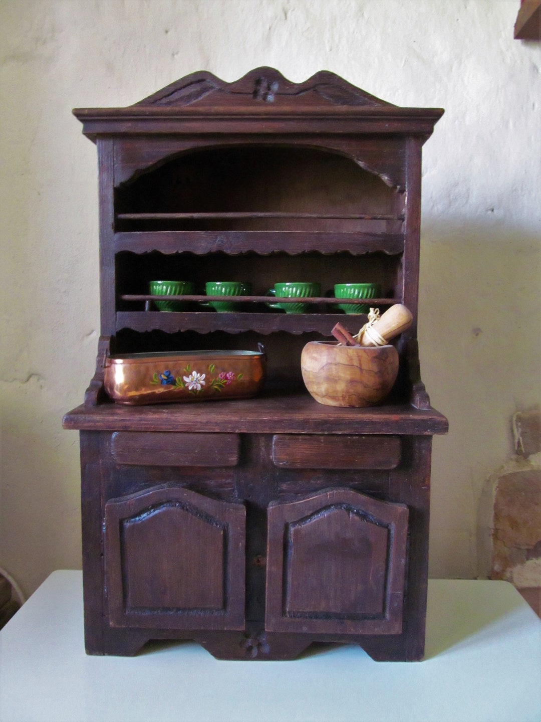 Handmade Rustic Wooden Child's Buffet: Primitive French Kitchen ...