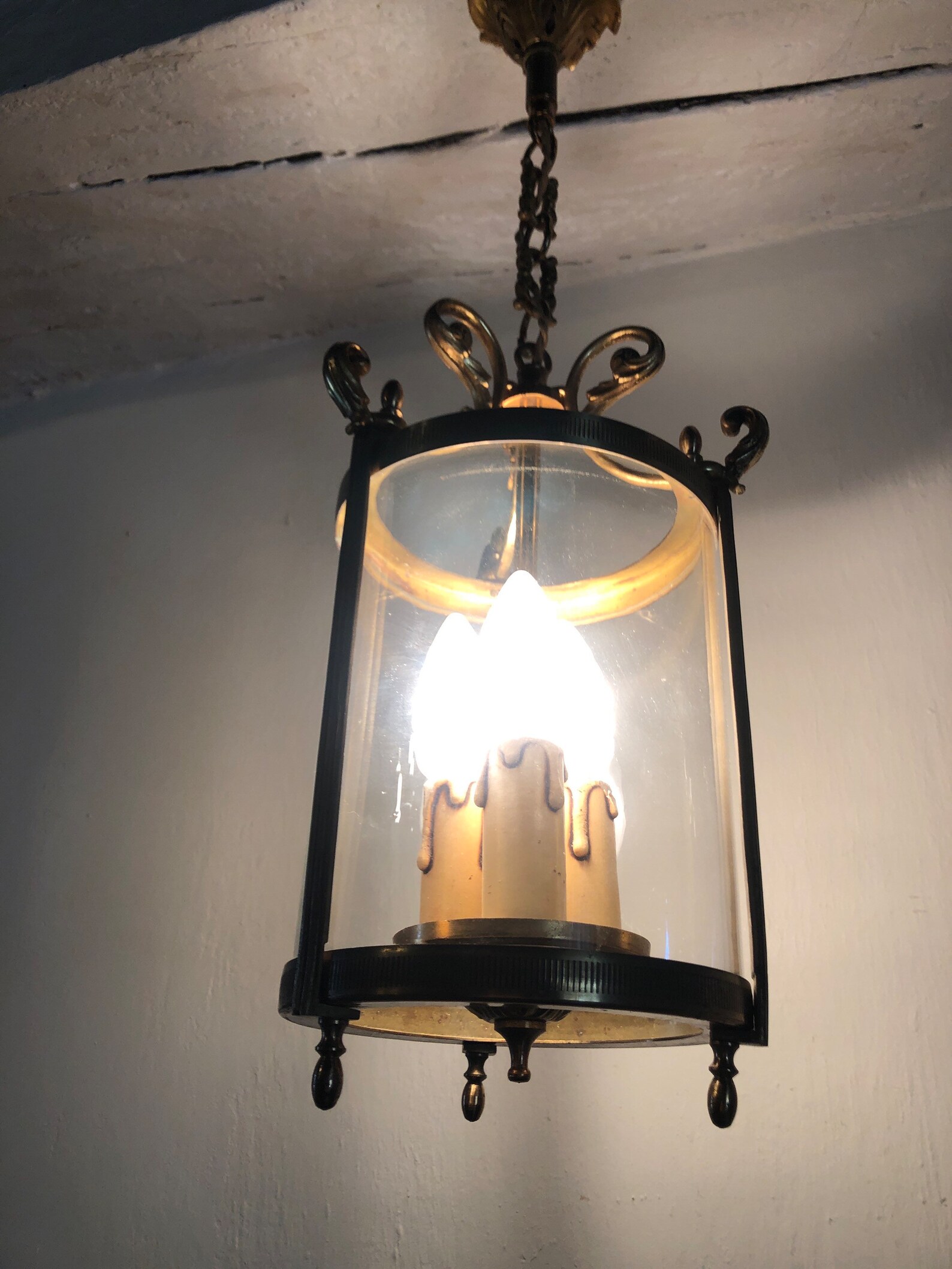 Vintage French Elegant Three-lamp Lantern Cylinder Drum - Etsy