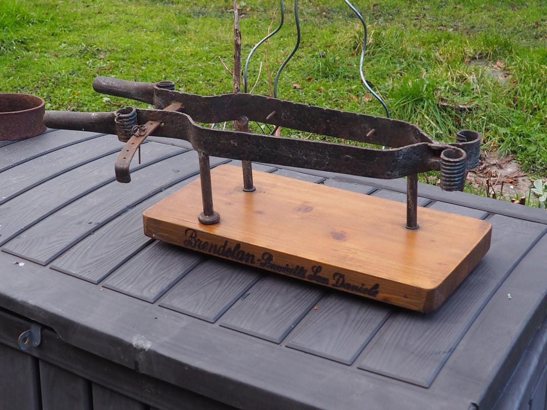 Vintage Italian Ham Clamp: Rustic Iron & Wood Kitchen Display - Etsy