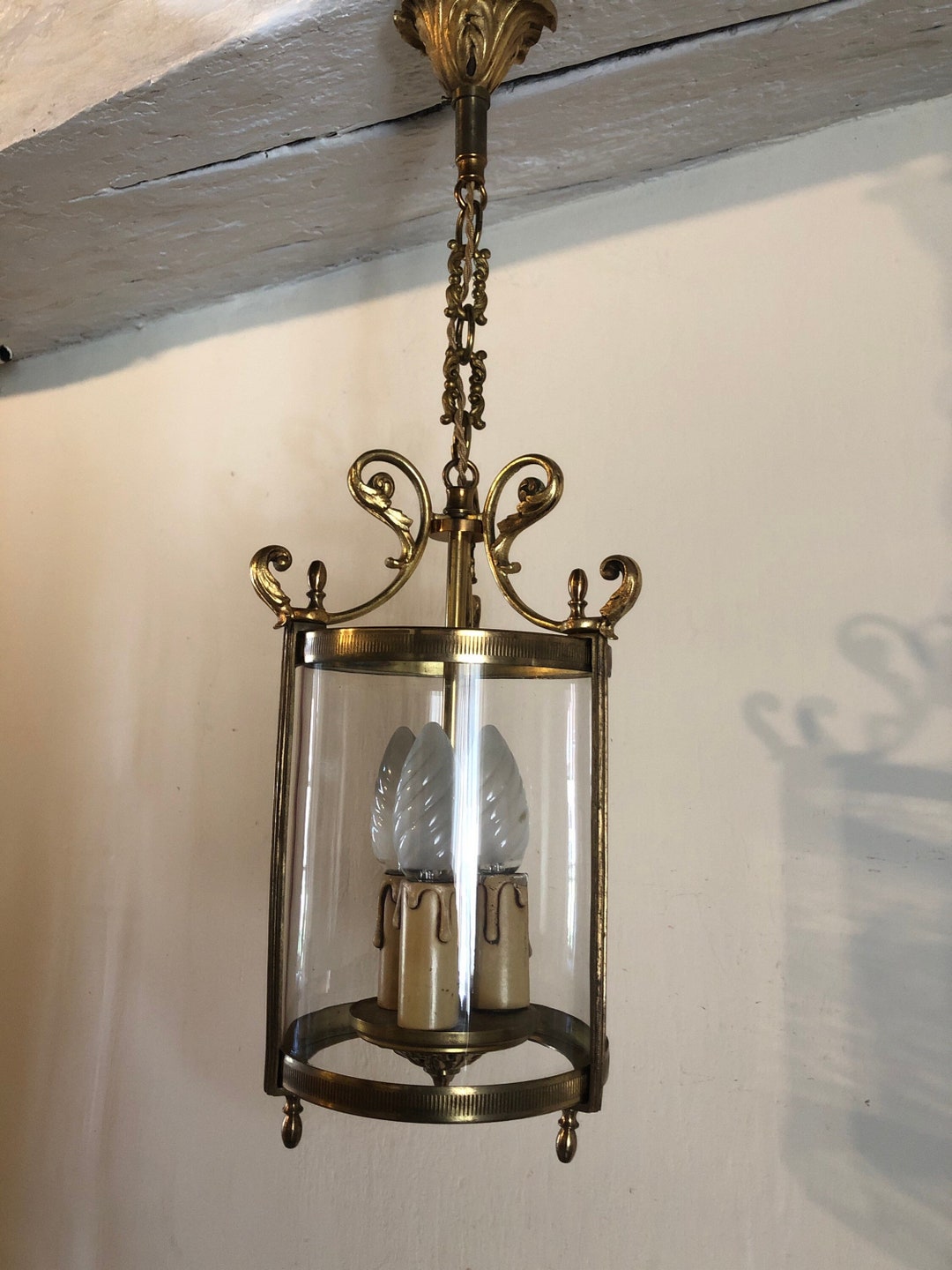 Vintage French Elegant Three-lamp Lantern Cylinder Drum - Etsy