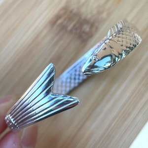 Silver Fish Bracelet, Fish Bangle for Women, Open Cuff Bracelet Silver ...