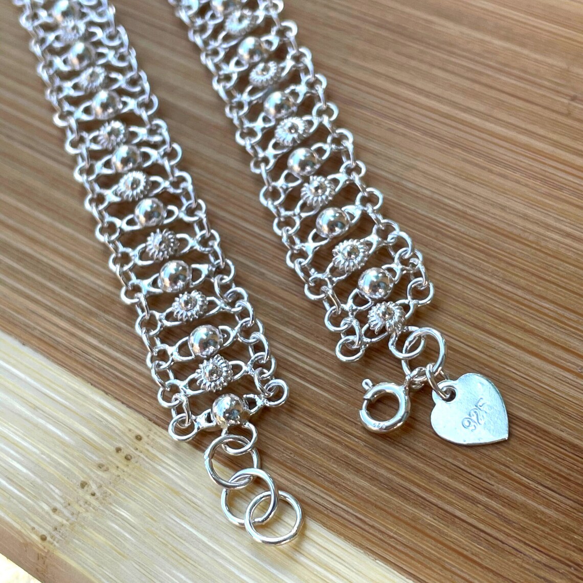 Silver Boho Anklet Sterling Silver Ankle Bracelet Chain | Etsy