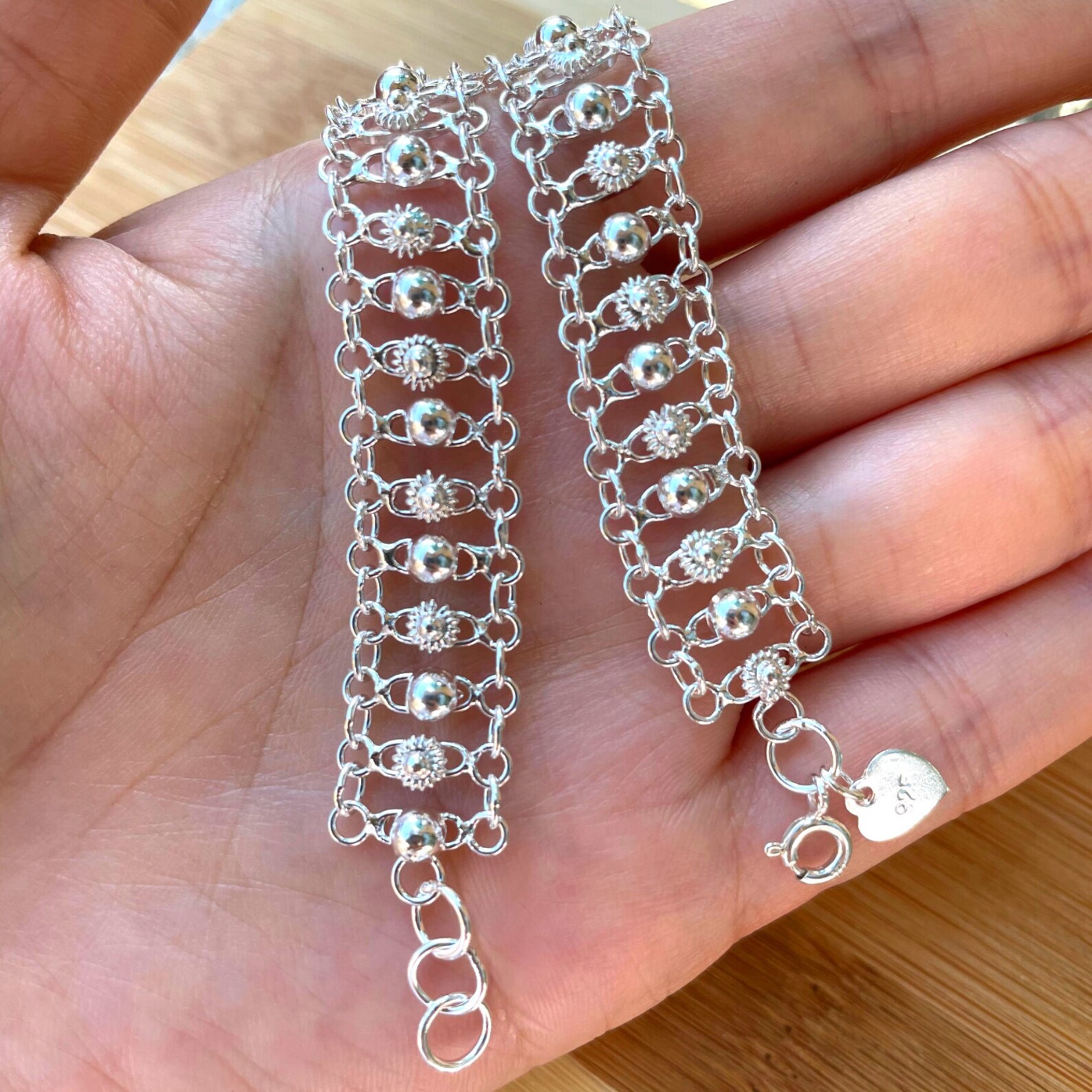 Silver Boho Anklet Sterling Silver Ankle Bracelet Chain | Etsy