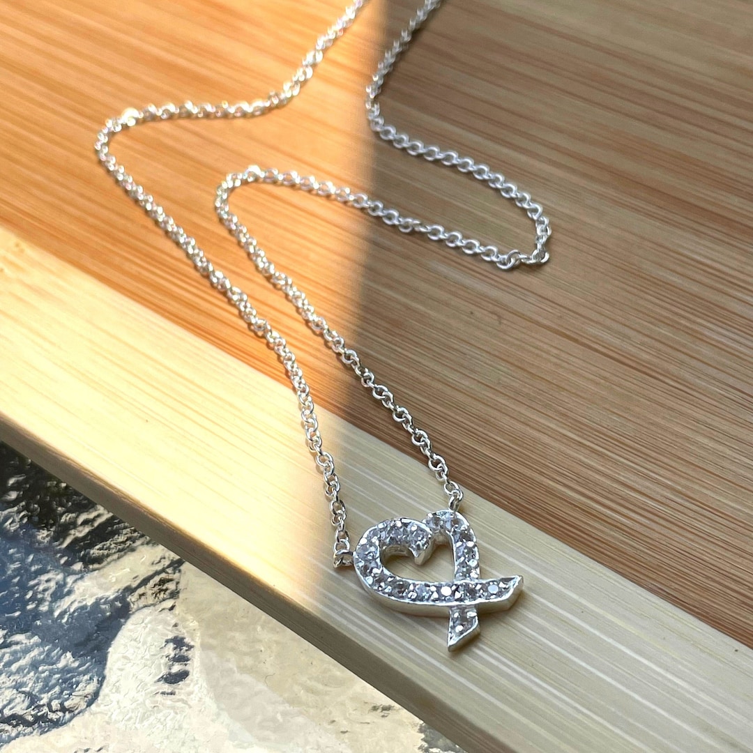 Collar de corazón de plata de ley para mujer, collar con colgante de ...