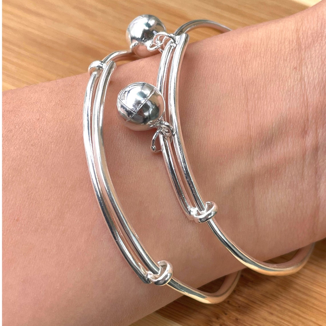 Sterling Silver Adjustable Bracelet Silver Bracelet with | Etsy