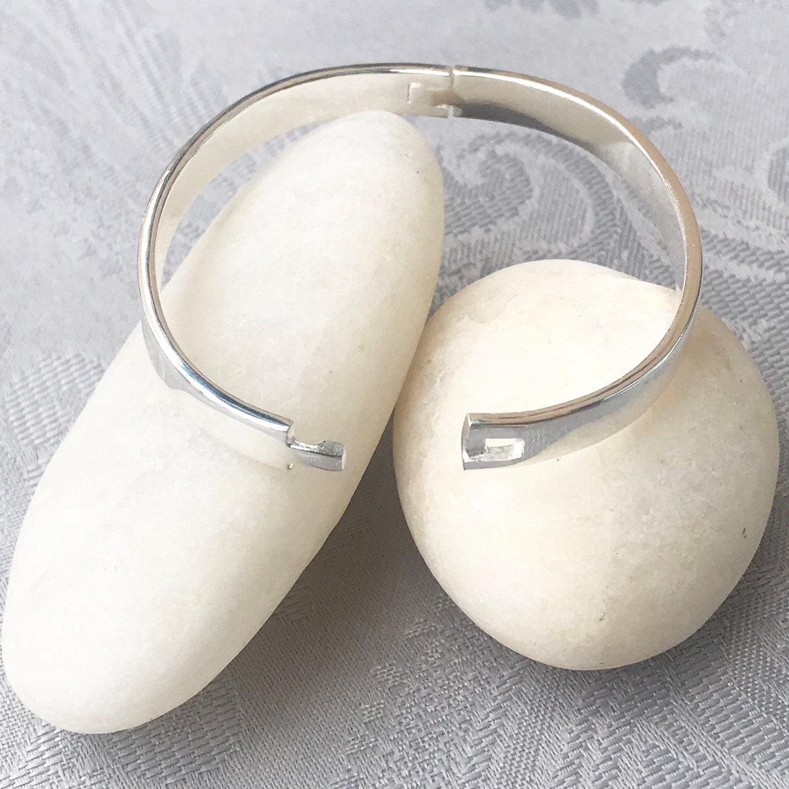 Sterling Silver Bangle Chunky Silver Bracelet Women Hinged | Etsy