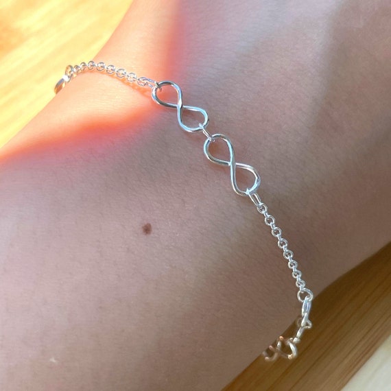 Infinity Bracelet Sterling Silver Infinity Bracelet Chain Bracelet Women 7 inch Dainty Bracelet Silver Layered Bracelet Minimalist