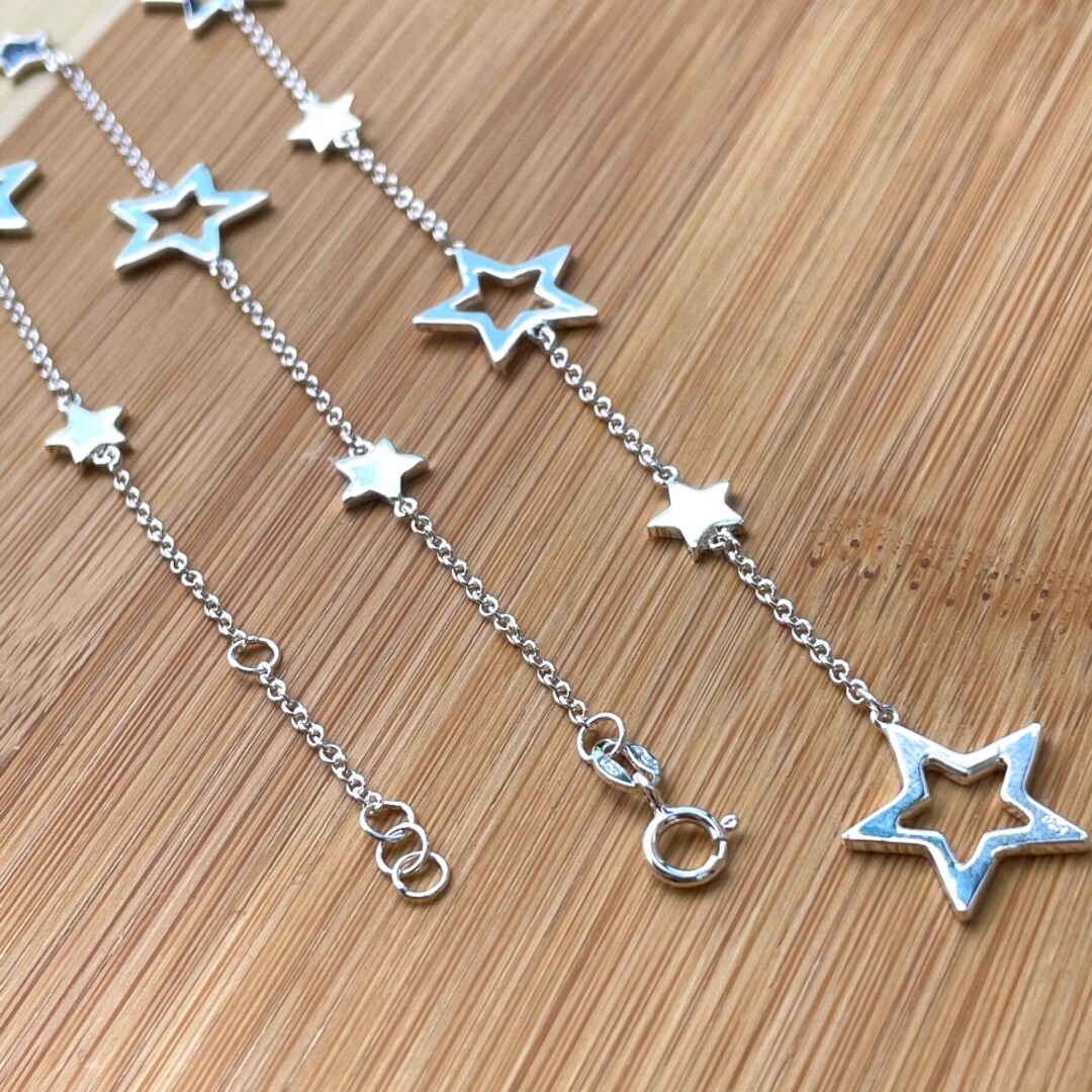 Star Anklet Bracelet, Sterling Silver Anklet, Celestial Anklet, Silver ...