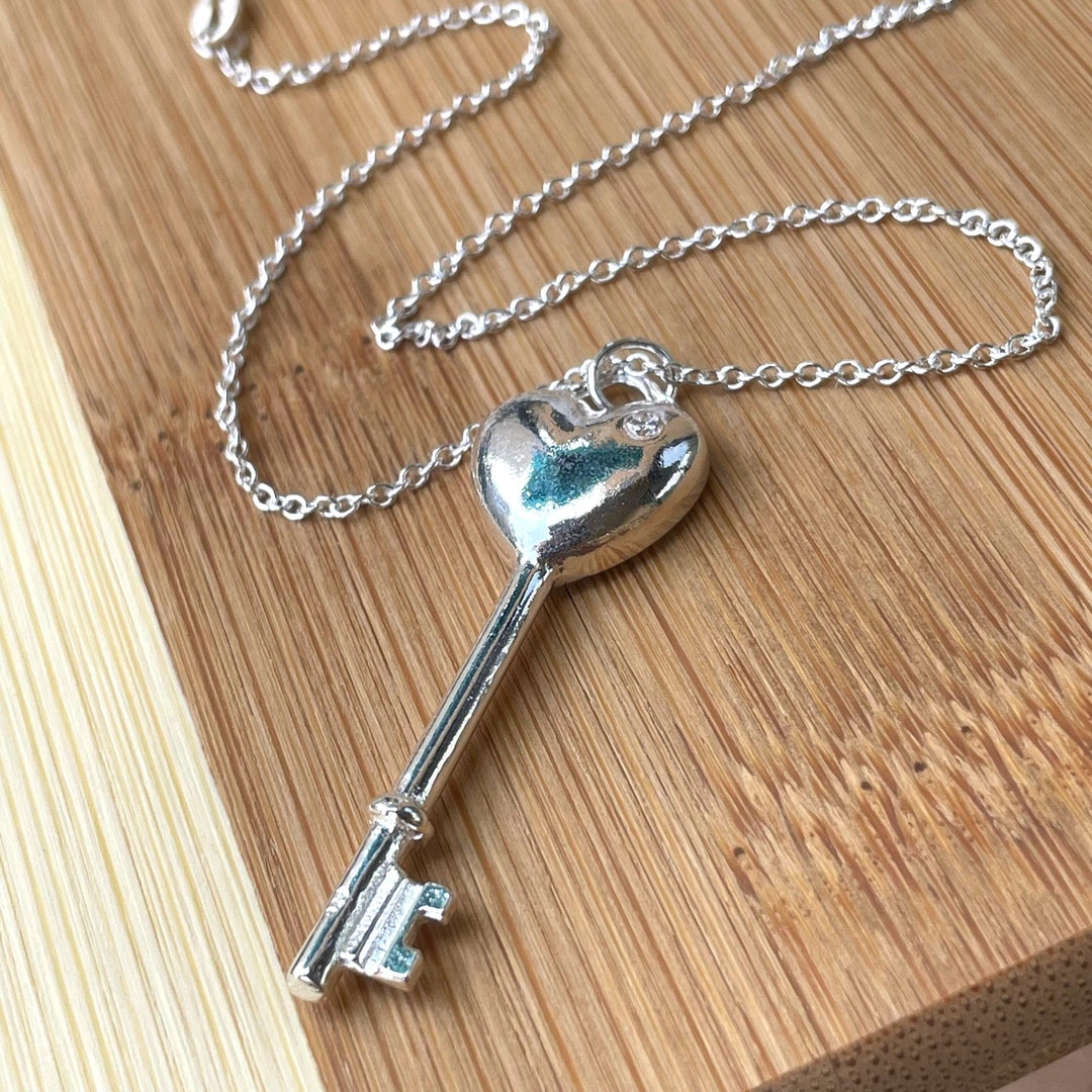 Key Heart Necklace, Sterling Silver Key Pendant, Key to My Heart ...