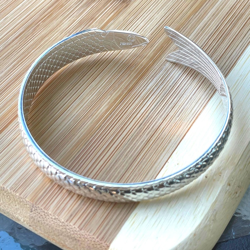 Silver Fish Bracelet, Fish Bangle for Women, Open Cuff Bracelet Silver ...