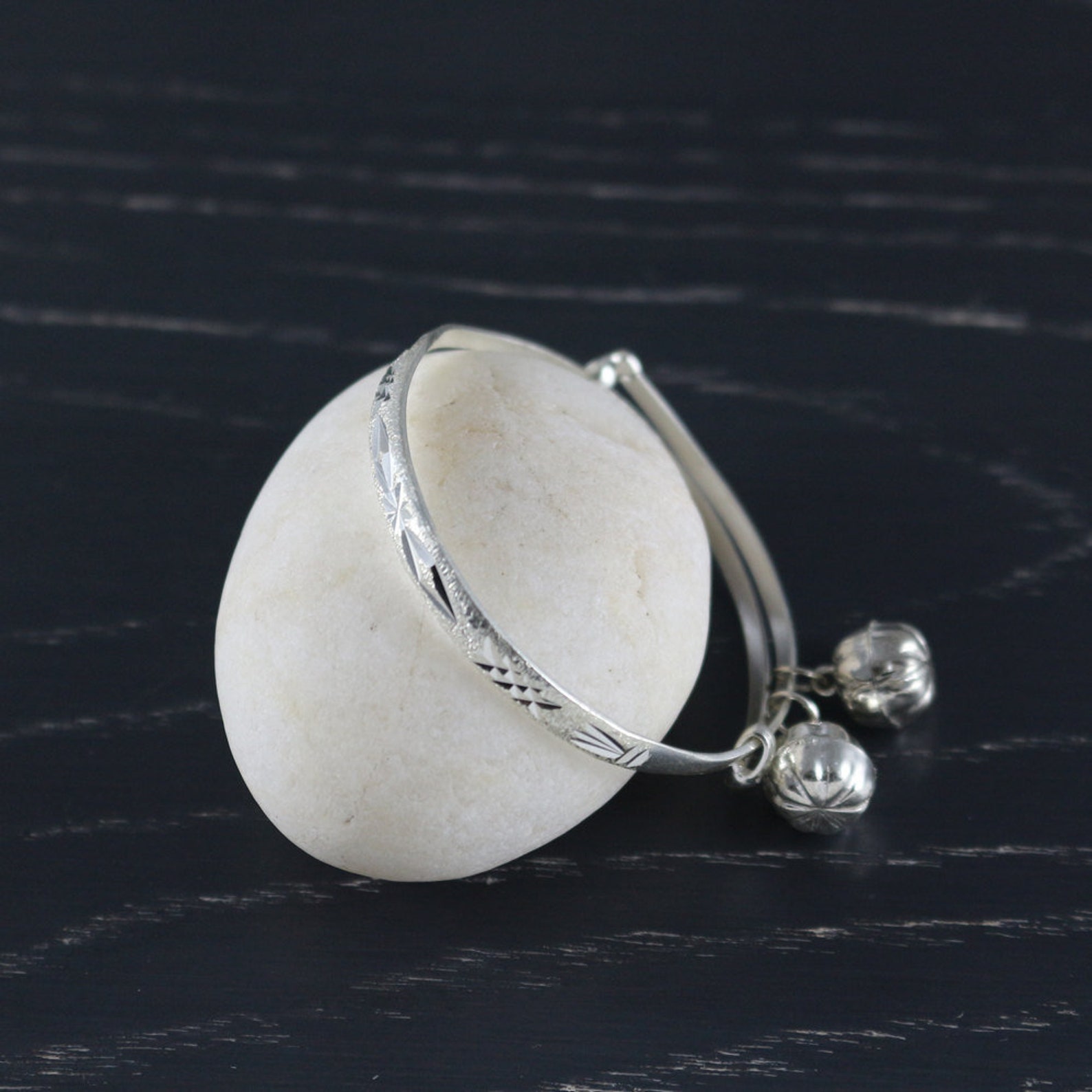 Sterling Silver Baby Bangle Bracelet, Baby Anklet With Bells ...