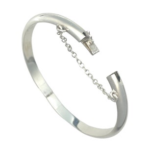 Sterling Silver Baby Bangle Bracelet, Toddler Anklet, Bangle With Safety Chain, Children's Jewel ...