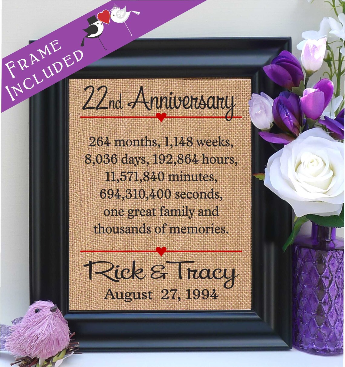 22nd Wedding Anniversary 22nd wedding anniversary gift 22nd | Etsy