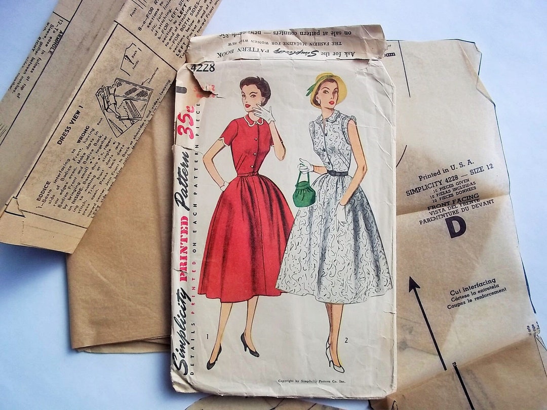 Vintage Simplicity Dress Pattern 4228 Misses One-piece Dress Size 12 ...
