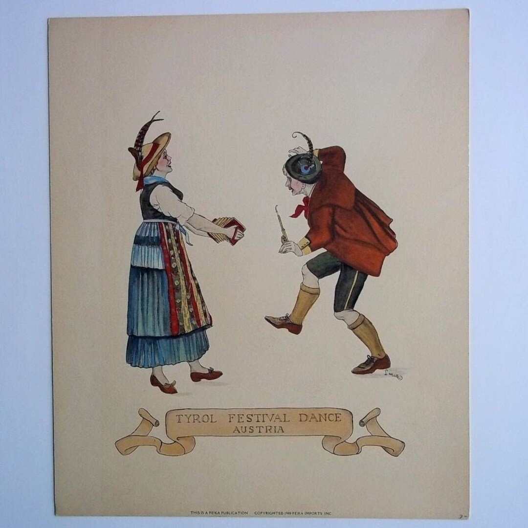Vintage Austria Dancing Couple Print Tyrol Festival 1949 Eclectic ...