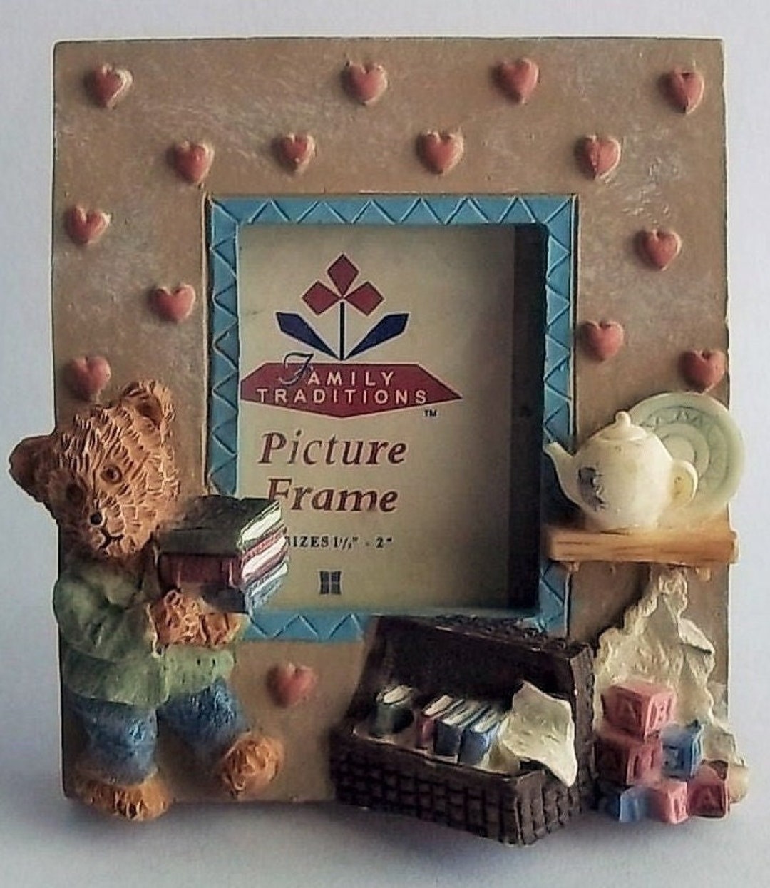Vintage Teddy Bear Picture Frame Family Traditions Small 1 1/2" X 2 ...