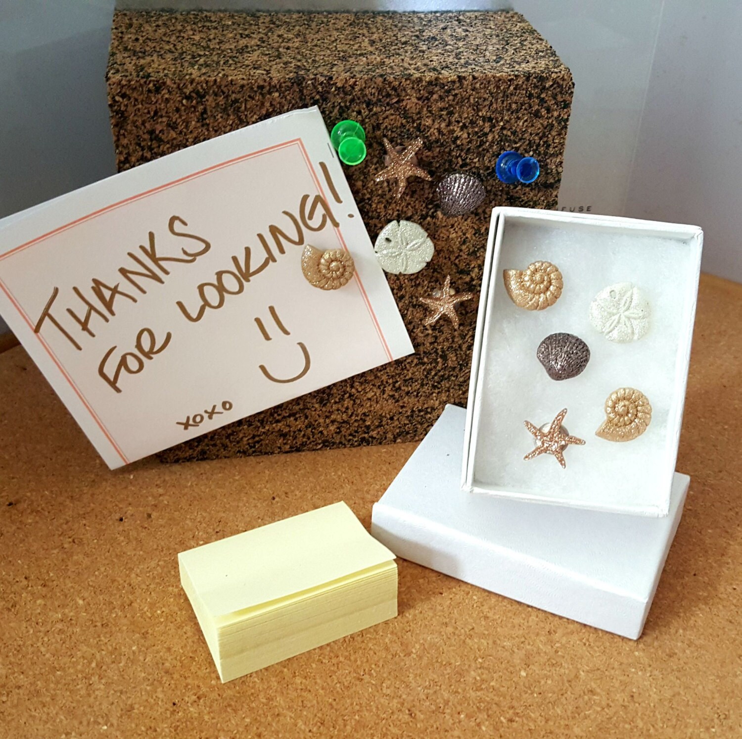 Handmade fun Tacks Thumb Tacks Glitter Shells - Etsy