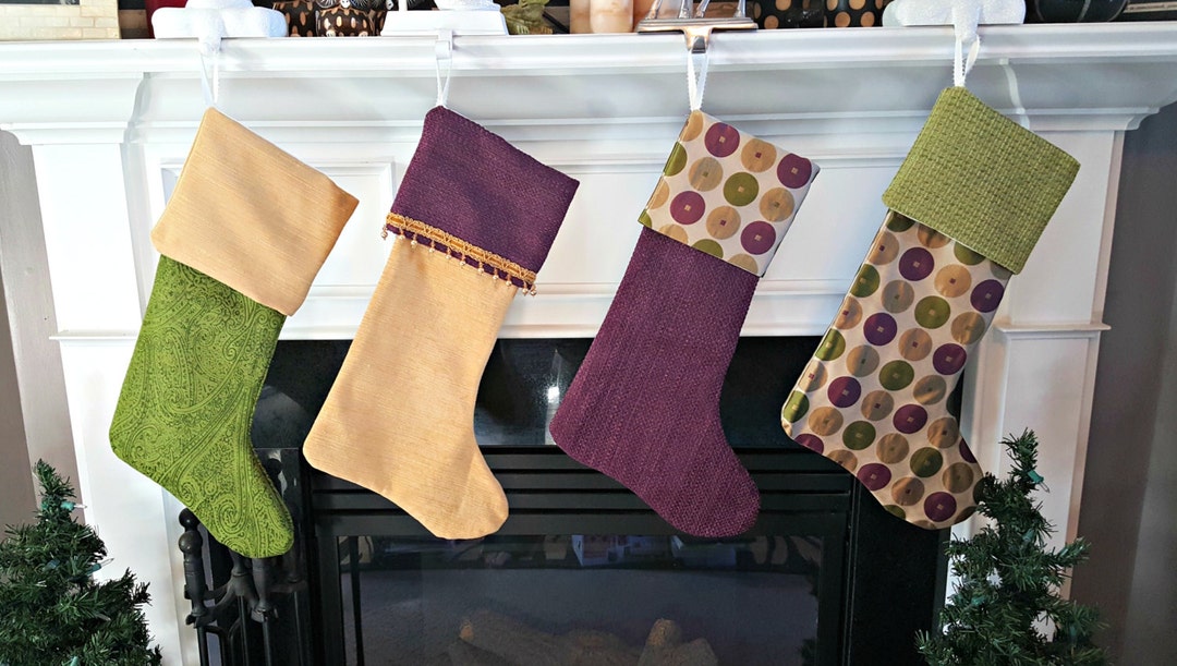 Handmade Designer Christmas Stockings - Plum Holiday Collection - Etsy