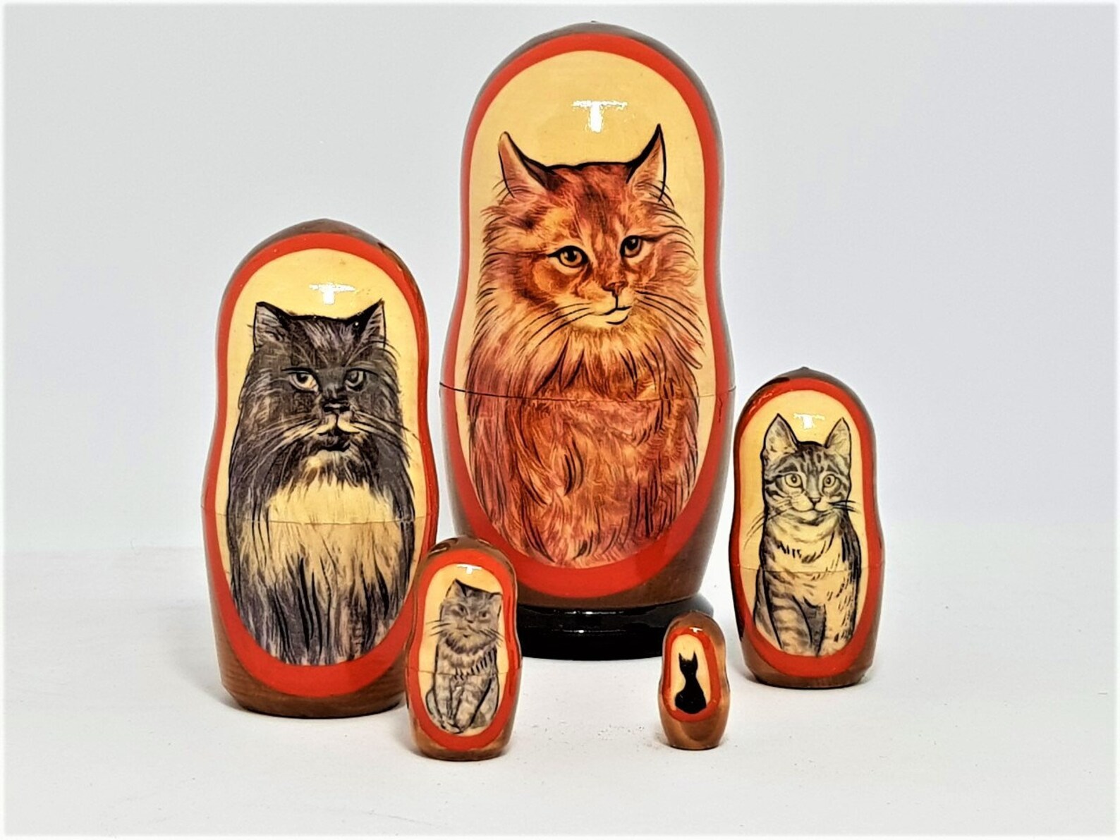 Cats Nesting Dolls Animal Toys Matryoshka Wood 5 Pcs Gift Kids - Etsy