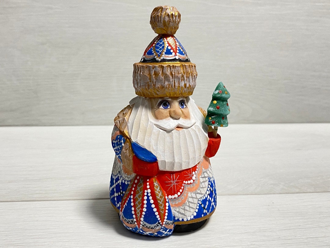 Figurine Carved Wooden Santa St Nicholas Russian Ded Moroz - Etsy