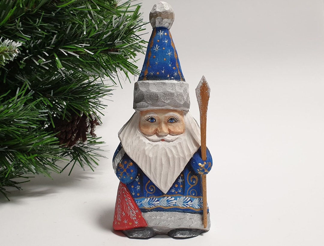 Figurine Carved Wooden Santa Ded Moroz Height 16cm / 6.2 Inch - Etsy