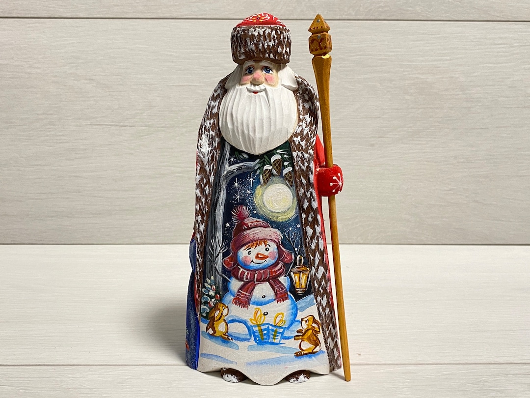 Figurine Carved Wooden Santa Russian Ded Moroz Height 23cm / 9 Inch - Etsy