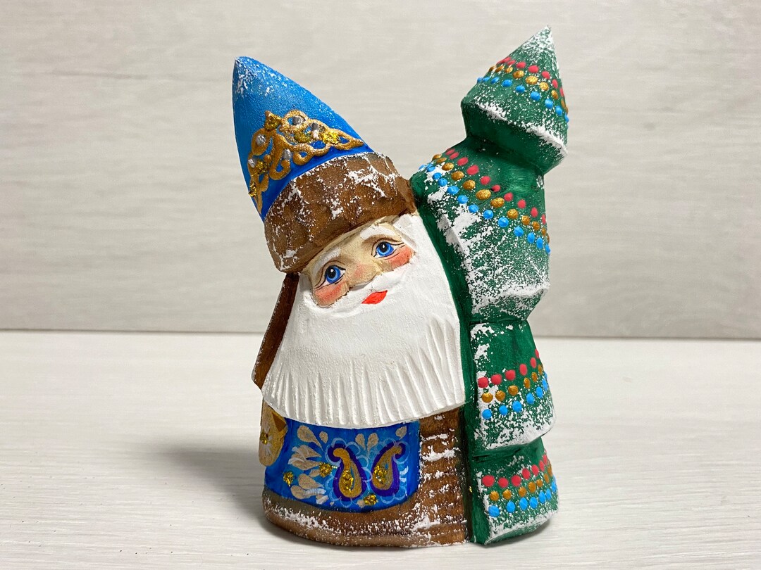 Figurine Carved Wooden Santa Ded Moroz Height 12cm / 4.8 Inch - Etsy