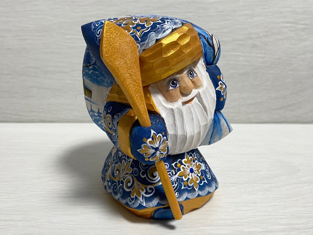 Figurine Carved Wooden Santa Ded Moroz Height 11cm /4.3 Inch ...