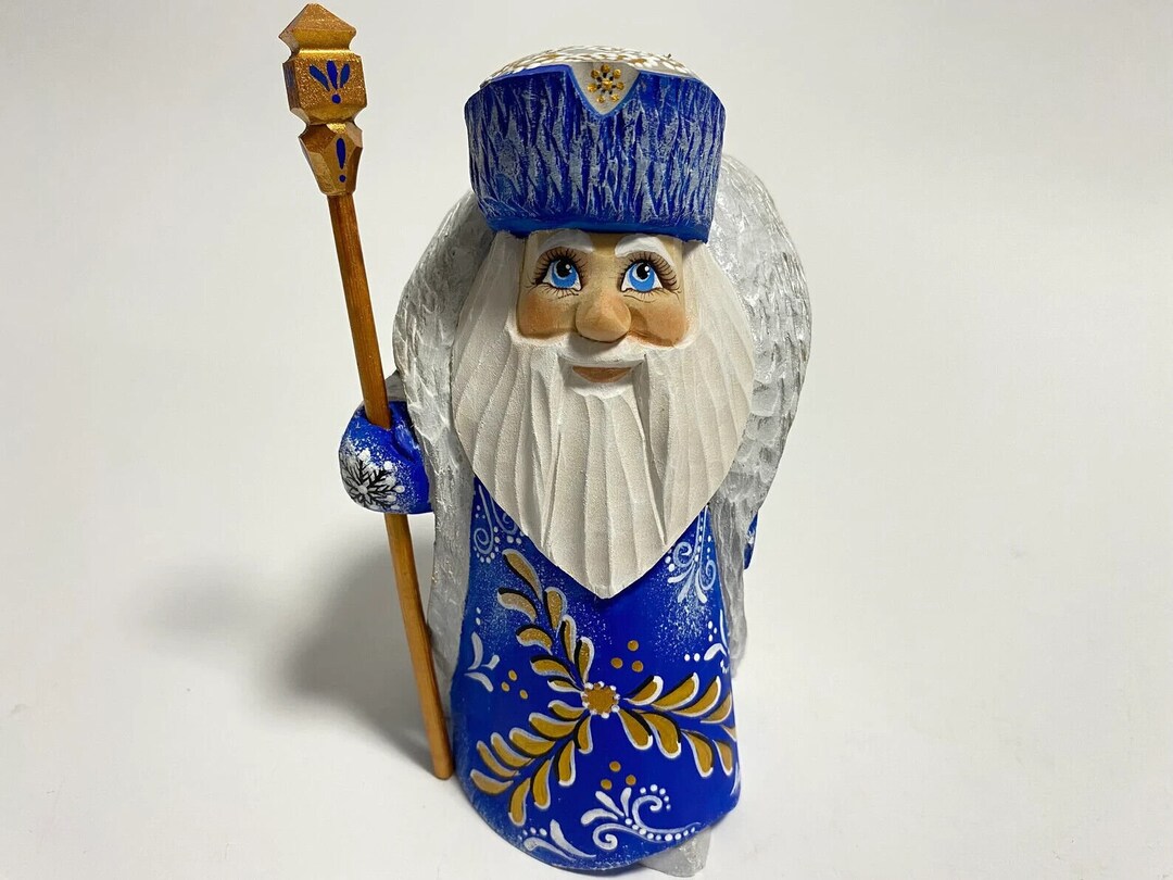 Figurine Carved Wooden Santa Ded Moroz Height 15cm / 5.9 Inch - Etsy