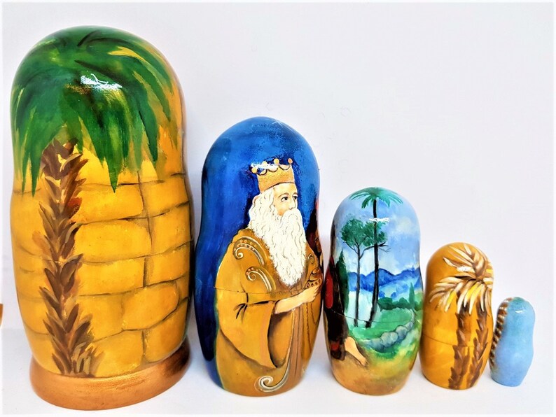 The Nativity of Jesus Nesting Dolls Painted Wooden Birth of Jesus ...