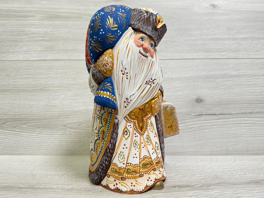 Figurine Carved Wooden Santa Russian Ded Moroz Height 23cm / 9.2inch - Etsy