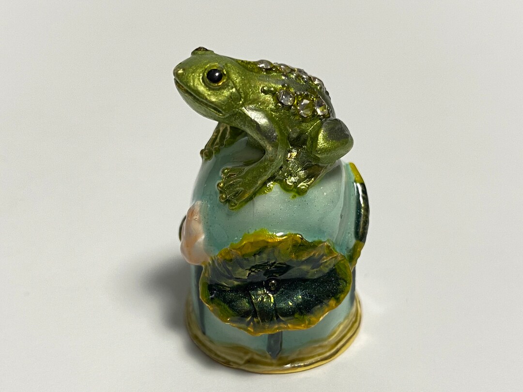 Faberge-style Thimble: Metal Frog Figurine With Swarovski Crystals - Etsy