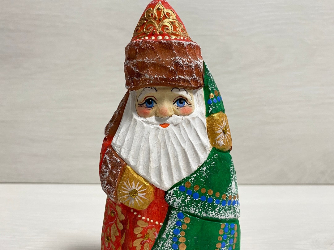 Figurine Carved Wooden Santa St Nicholas Russian Ded Moroz Height 15cm/ 5.9 Inch - Etsy