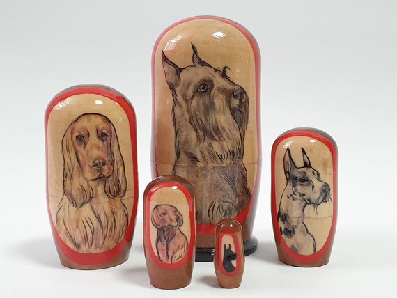 Dog Nesting Dolls Animal Toys Matryoshka Gift 5pcs Height 11 | Etsy
