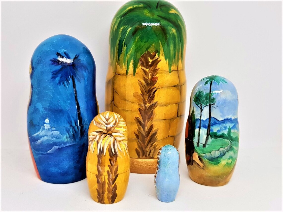 The Nativity of Jesus Nesting Dolls Painted Wooden Birth of Jesus ...