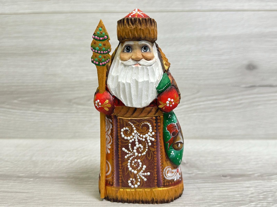 Figurine Carved Wooden Santa Russian Ded Moroz Height 15cm / 6 Inch - Etsy