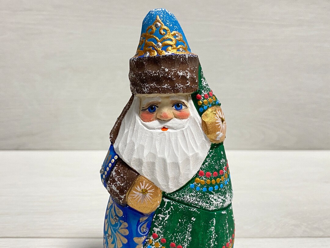 Figurine Carved Wooden Santa St Nicholas Russian Ded Moroz Height 15cm ...
