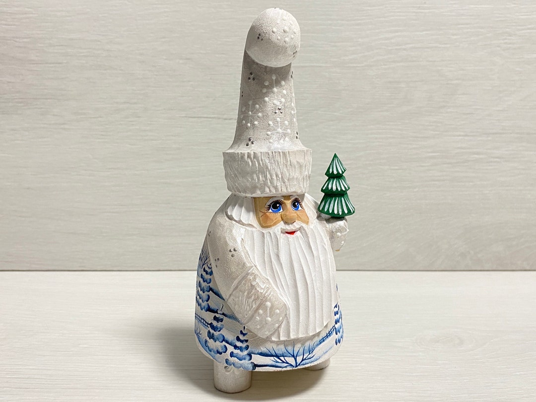 Figurine Carved Wooden Santa Ded Moroz Height 19cm /7.5 Inch ...