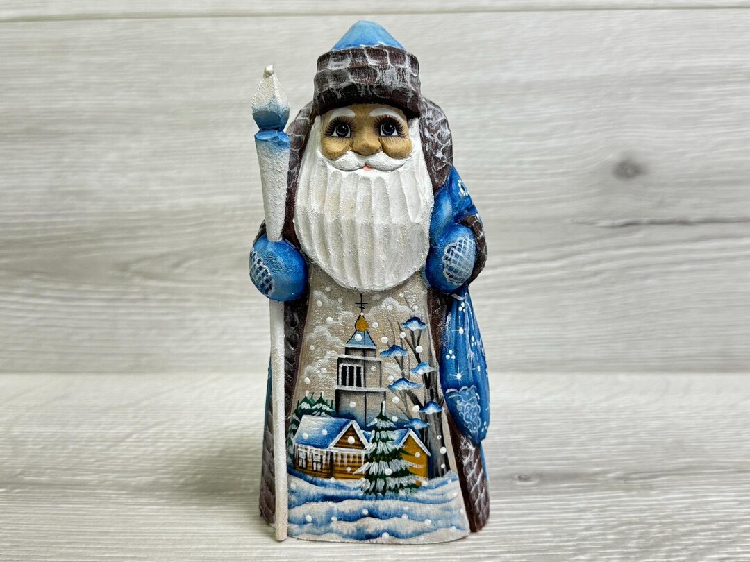 Figurine Carved Wooden Santa Russian Ded Moroz Height 15cm / 6 Inch - Etsy