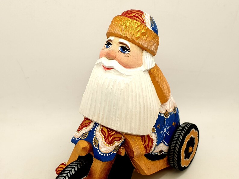 Figurine Carved Wooden Santa Russian Ded Moroz Height 15cm - Etsy
