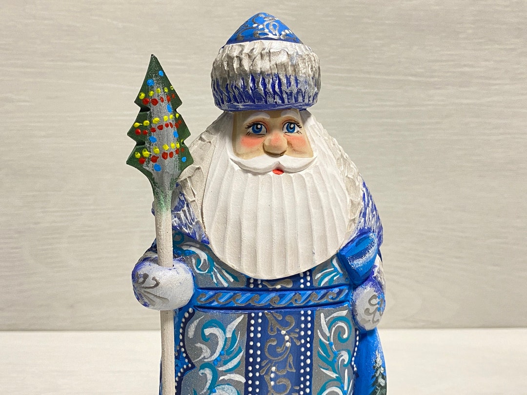 Figurine Carved Wooden Santa Ded Moroz Height 19cm /7.5 Inch - Etsy