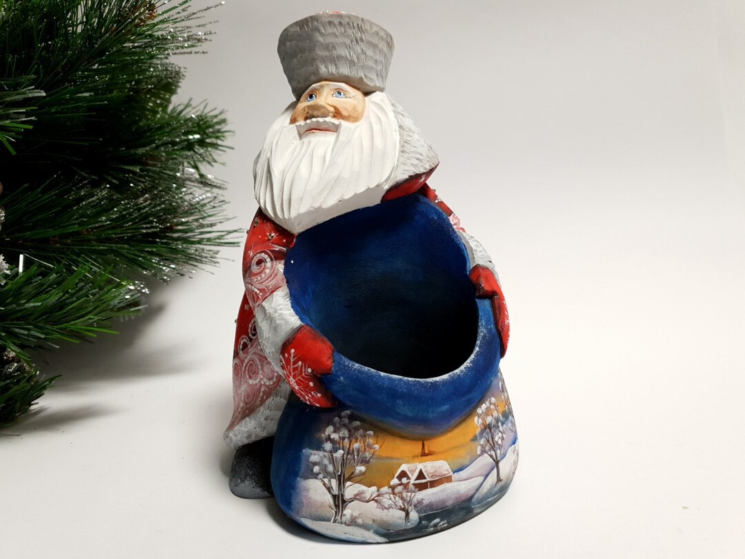 Figurine Carved Wooden Santa Ded Moroz Height 18.5cm / 7.3 Inch - Etsy