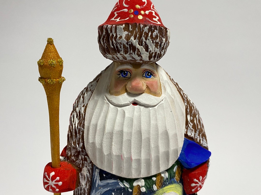 Figurine Carved Wooden Santa Ded Moroz Height 19cm / 7.6 Inch) - Etsy